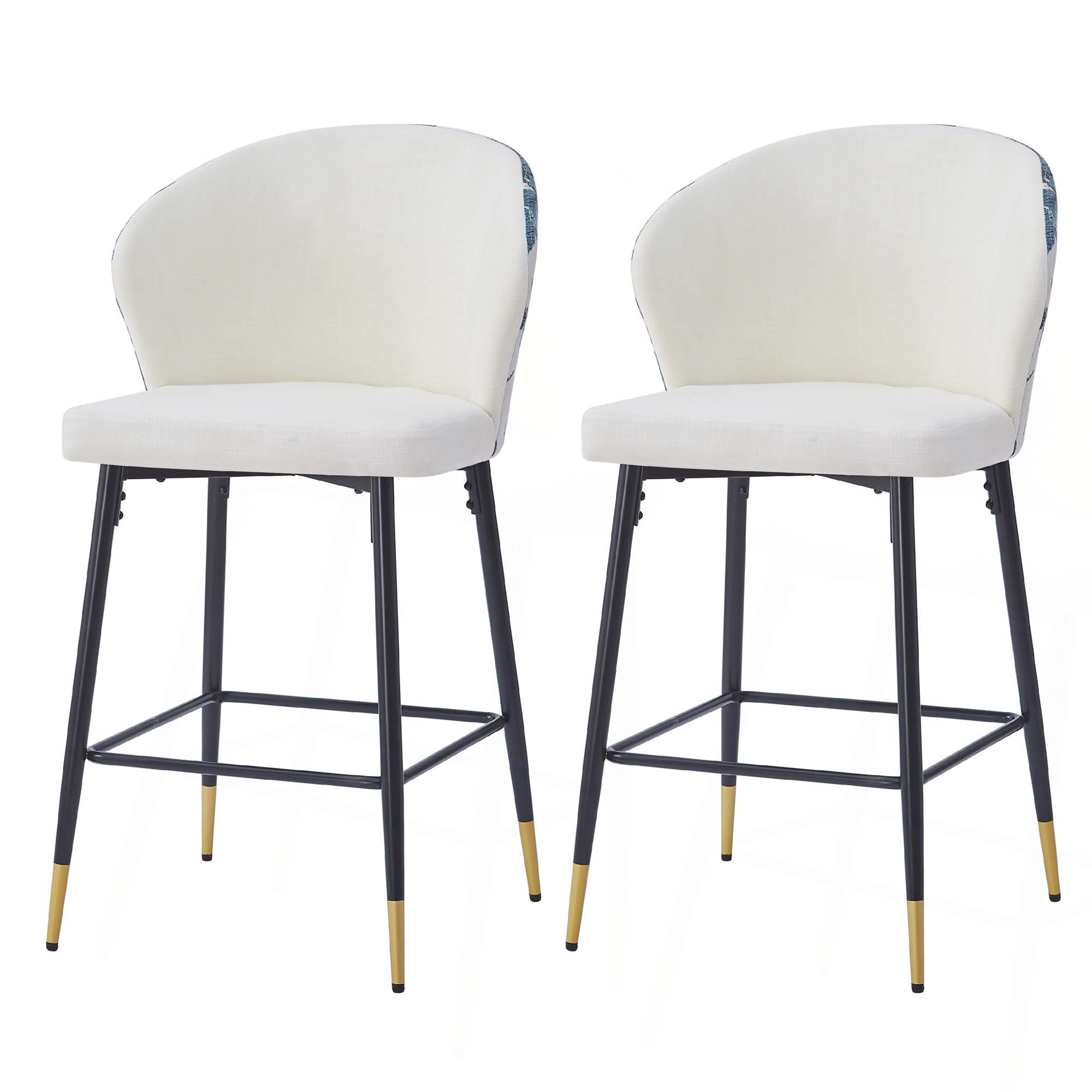 Corrigan Studio® Counter Height Bar Stools Set of 2,Upholstered Bar Chairs,Metal Footrest and ...